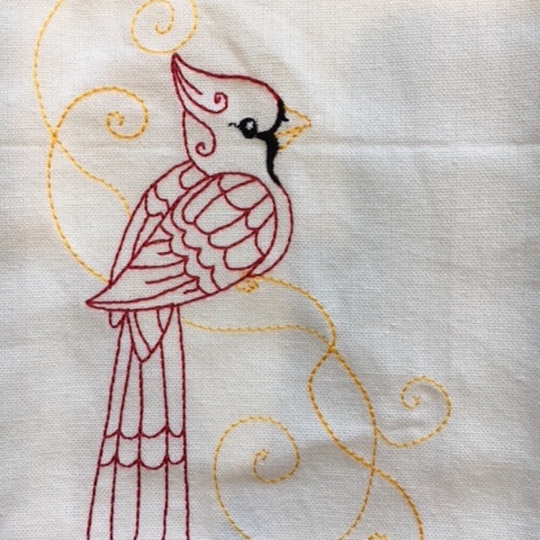 Embroidered Cardinal - Etsy