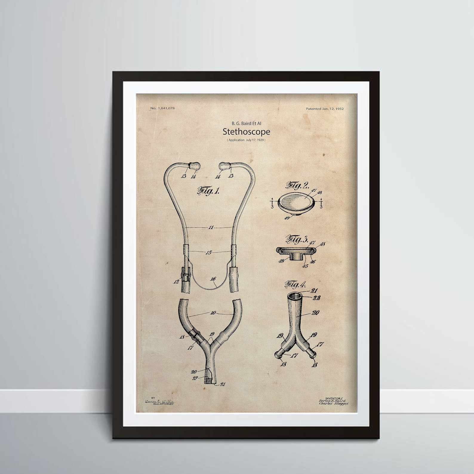 Stethoscope Patent Poster Printable Art Technical Print | Etsy