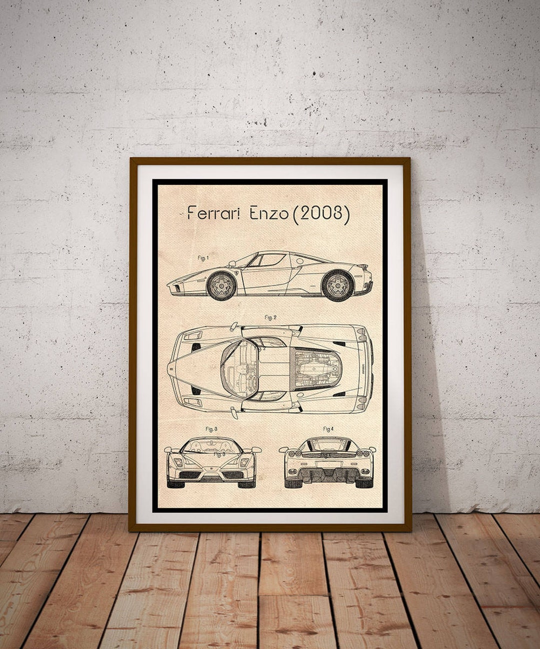 Ferrari Enzo Print, 2003 Ferrari Car Patent Poster, Blueprint ...