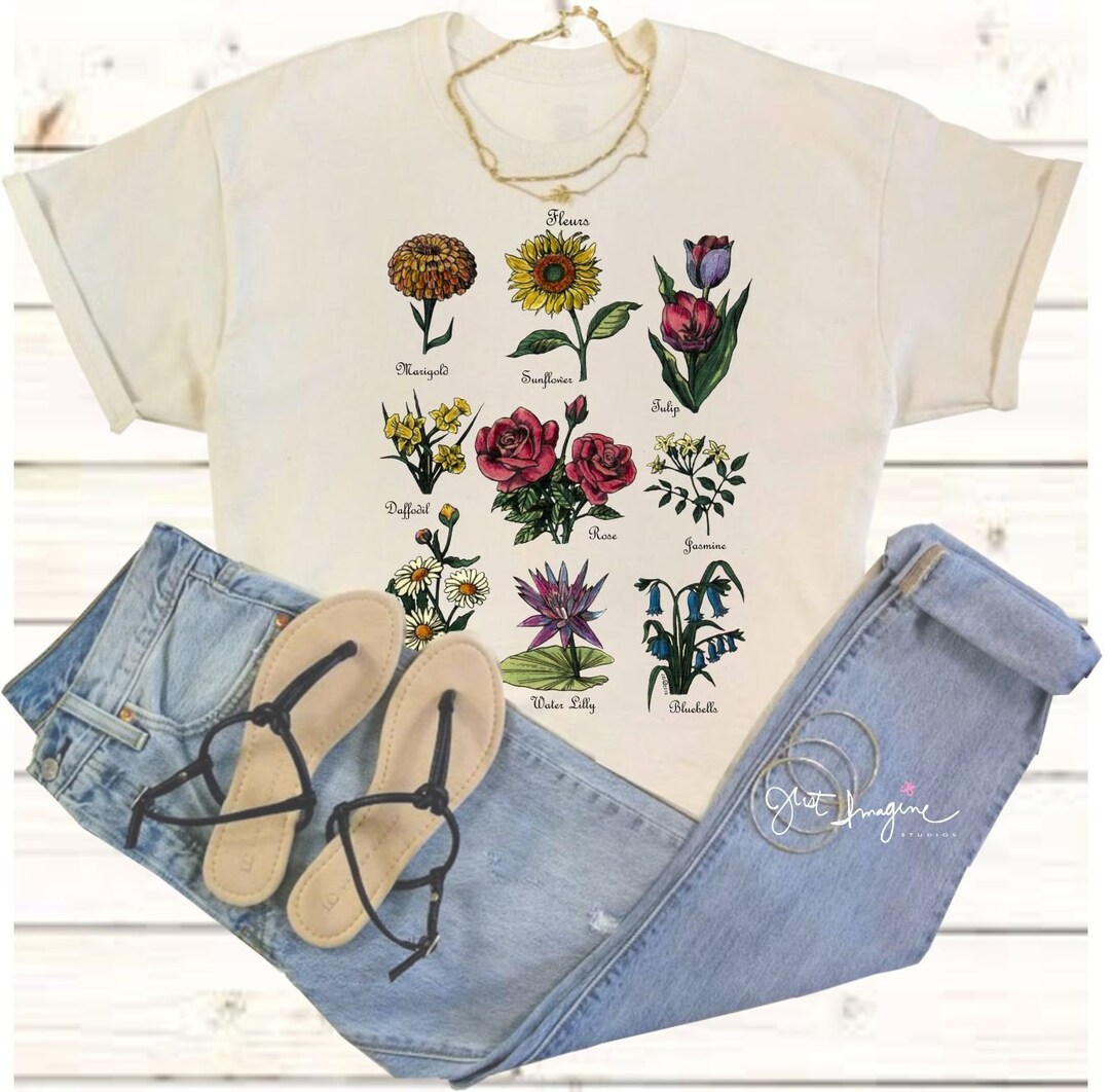 Fleurs Botanical Tee, Vintage Shirt, Wildflower Shirt ,flower T Shirt ...
