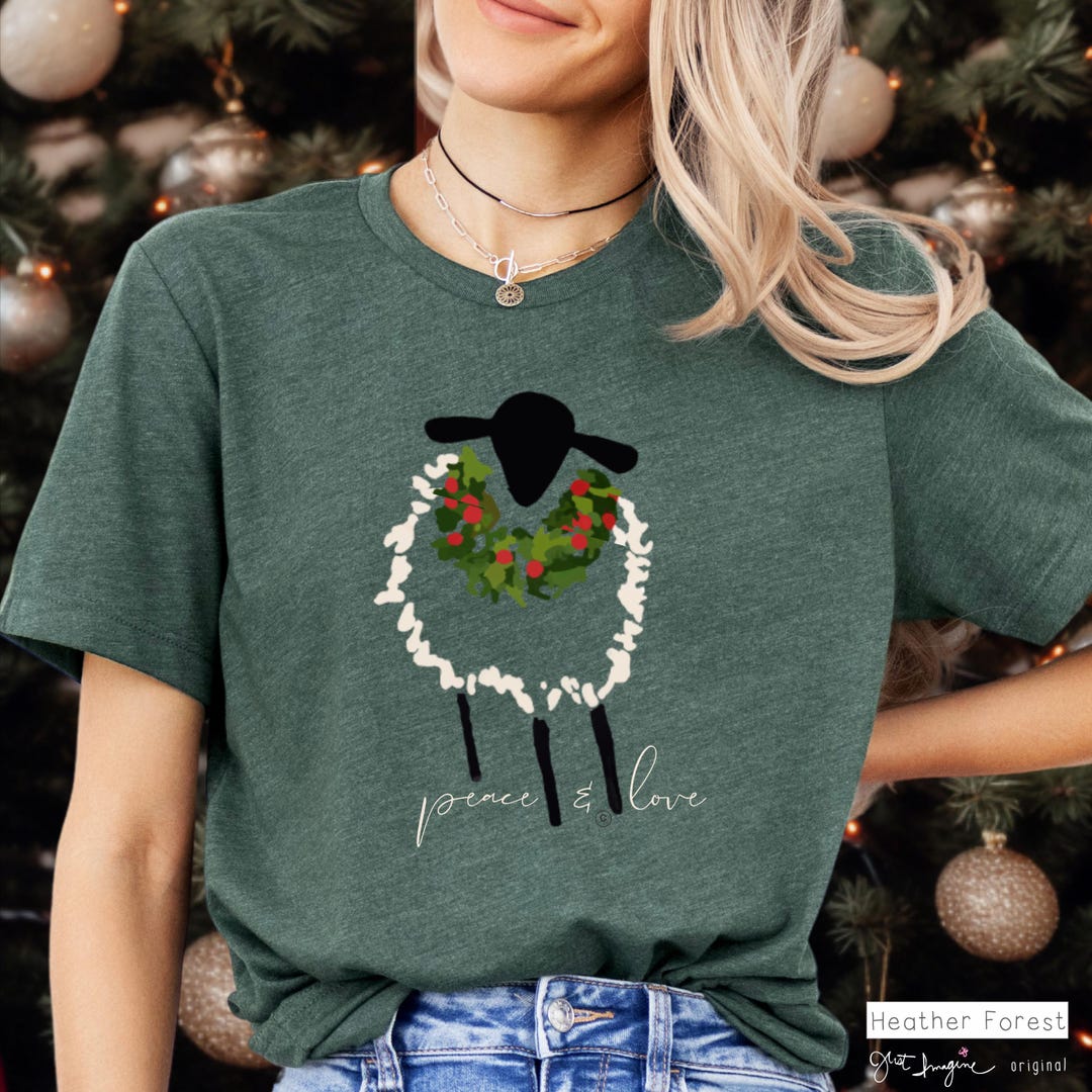 Christmas Lamb Women's Sheep Tee, Woman's Holiday T-shirt, Winter ...