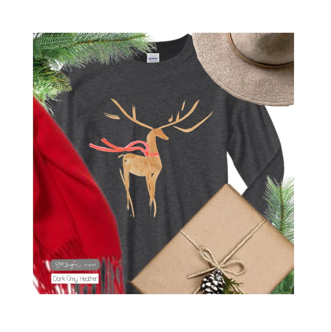 Winter Reindeer women's Long Sleeve Tee, Reindeer Long Sleeve T, Long ...