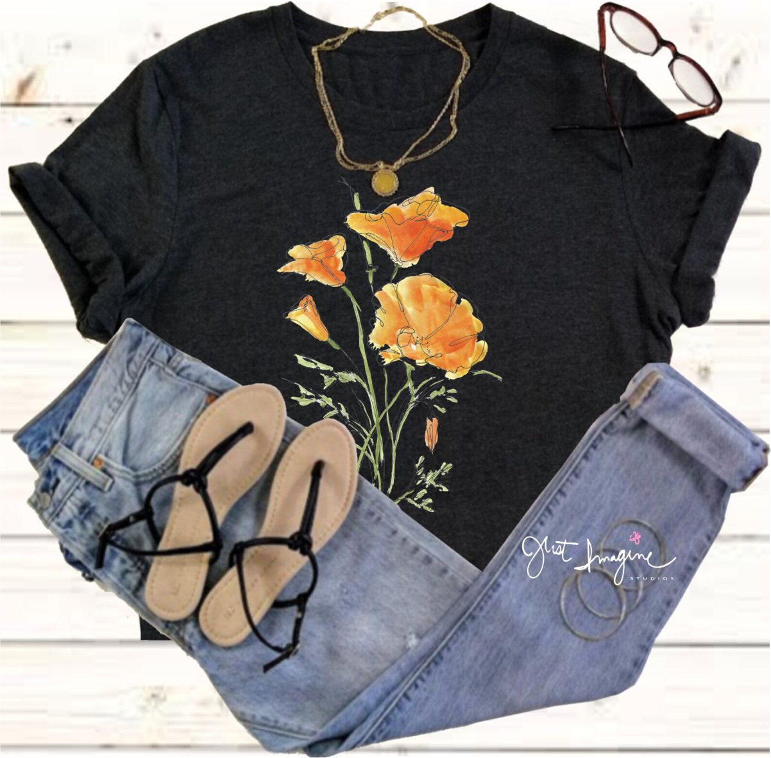 Golden Poppy Flower Tee Shirt Botanical Tee Poppy T Shirt - Etsy