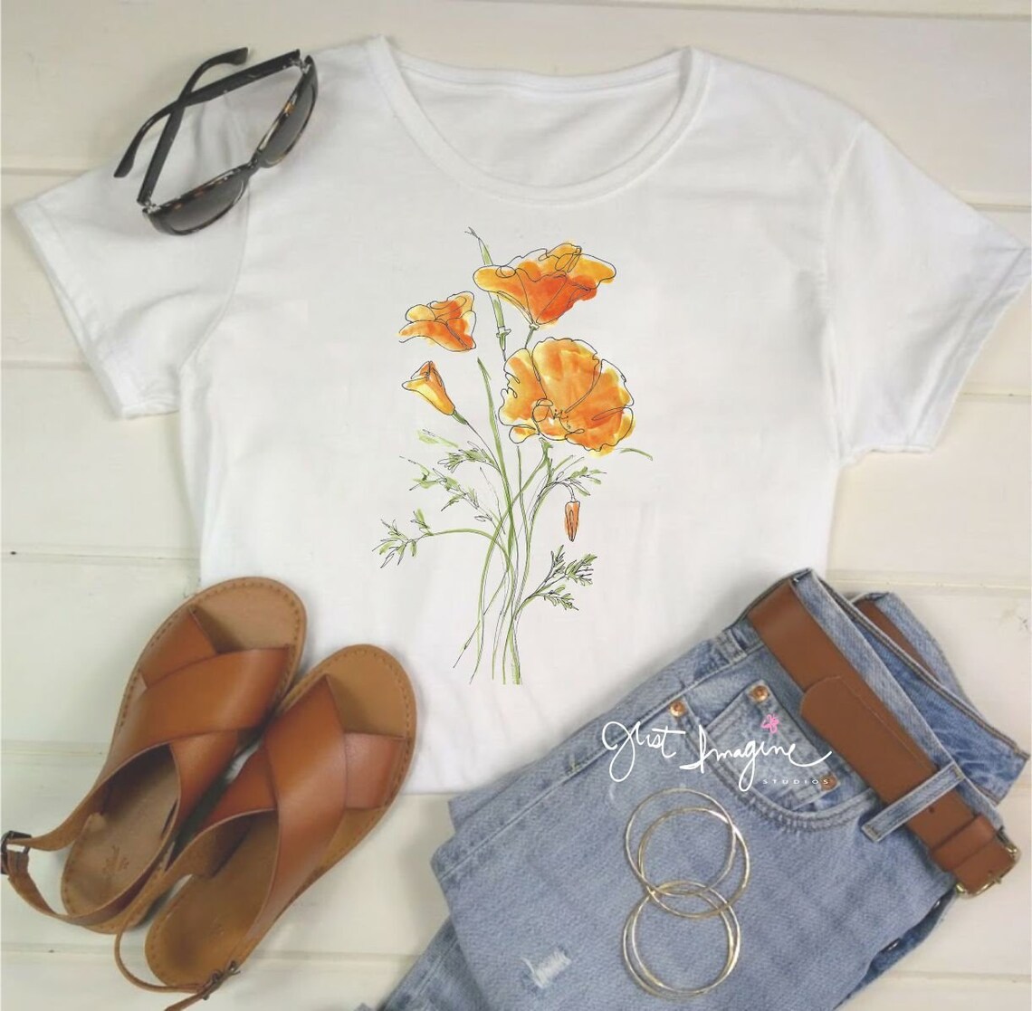 Golden Poppy Flower Tee Shirt Botanical Tee Poppy T Shirt - Etsy