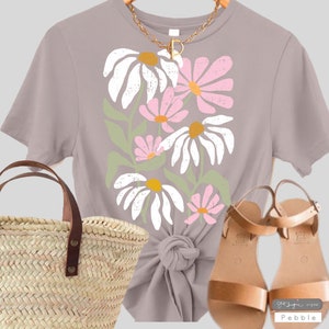 Pastel Garden ~ Flower Tee Shirt, Botanical Tee, Boho Tee, Wildflower ...