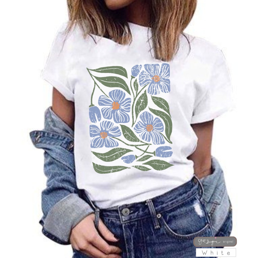Blue Floral T-shirt: Botanical Wildflower Tee - Etsy