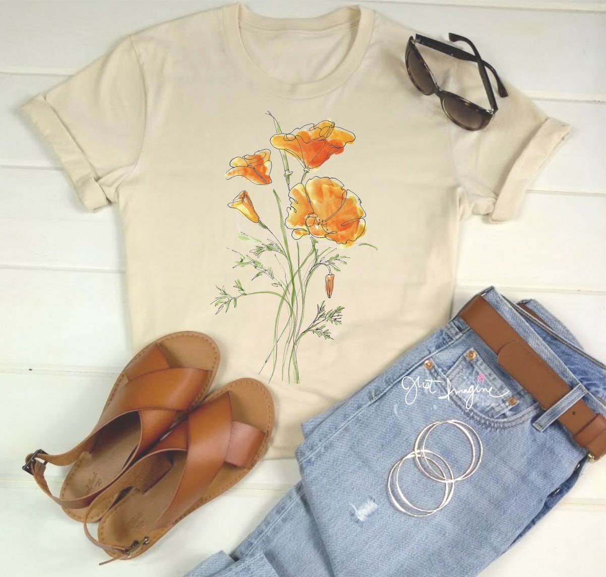 Golden Poppy Flower Tee Shirt Botanical Tee Poppy T Shirt - Etsy