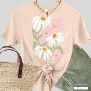 Pastel Garden ~ Flower Tee Shirt, Botanical Tee, Boho Tee, Wildflower ...