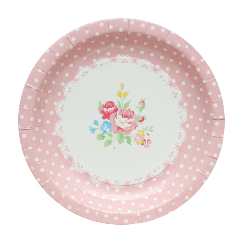 10 Floral paper plates Pink flower party plates Pink farm | Etsy