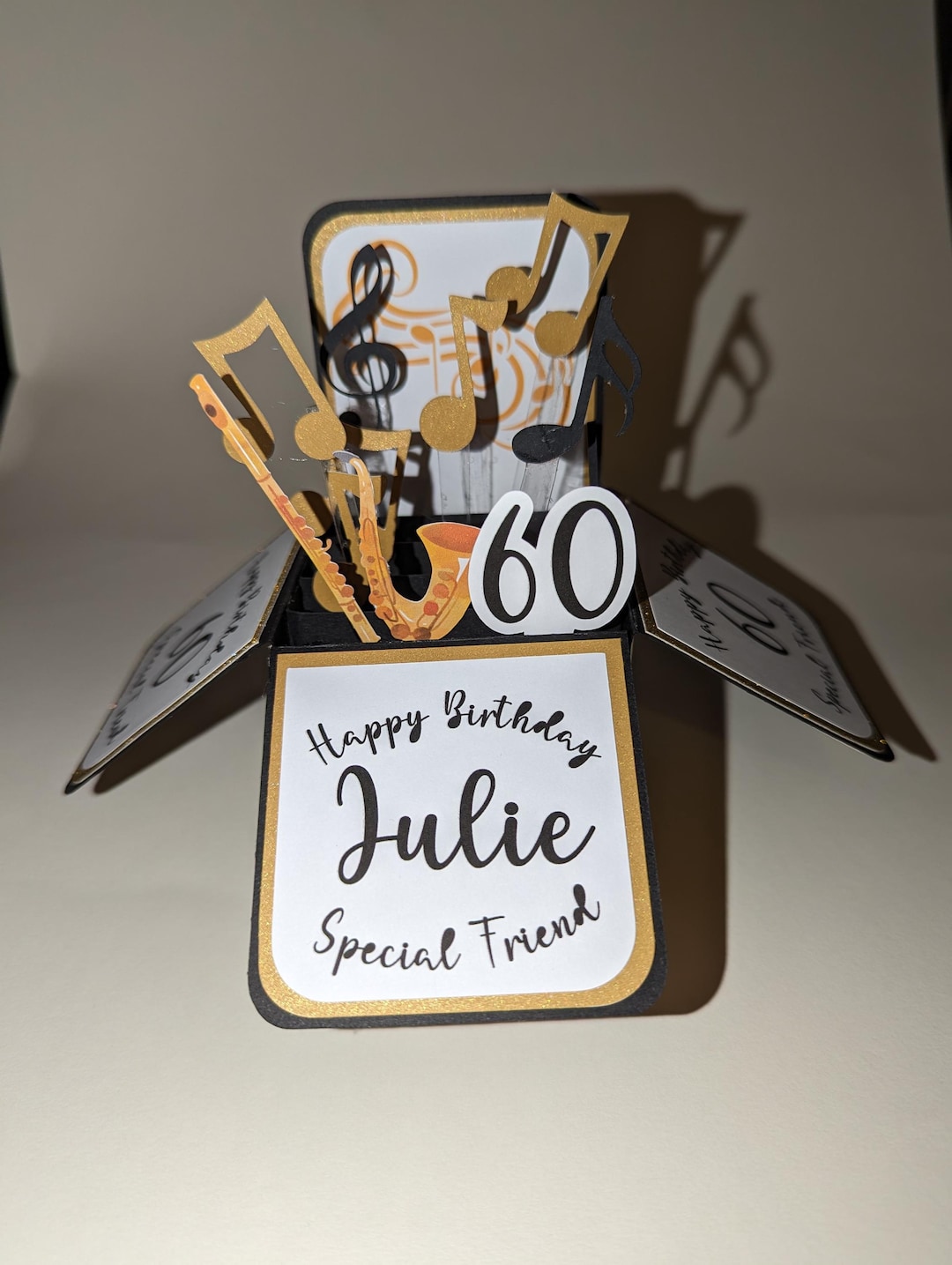 Musical Notes Birthday Card Can Be Personalised 3D Card, Card for ...