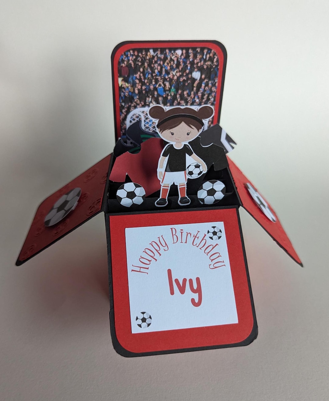 Birthday Box Card Football Pop up Card Football Fan Football Girl Boy ...