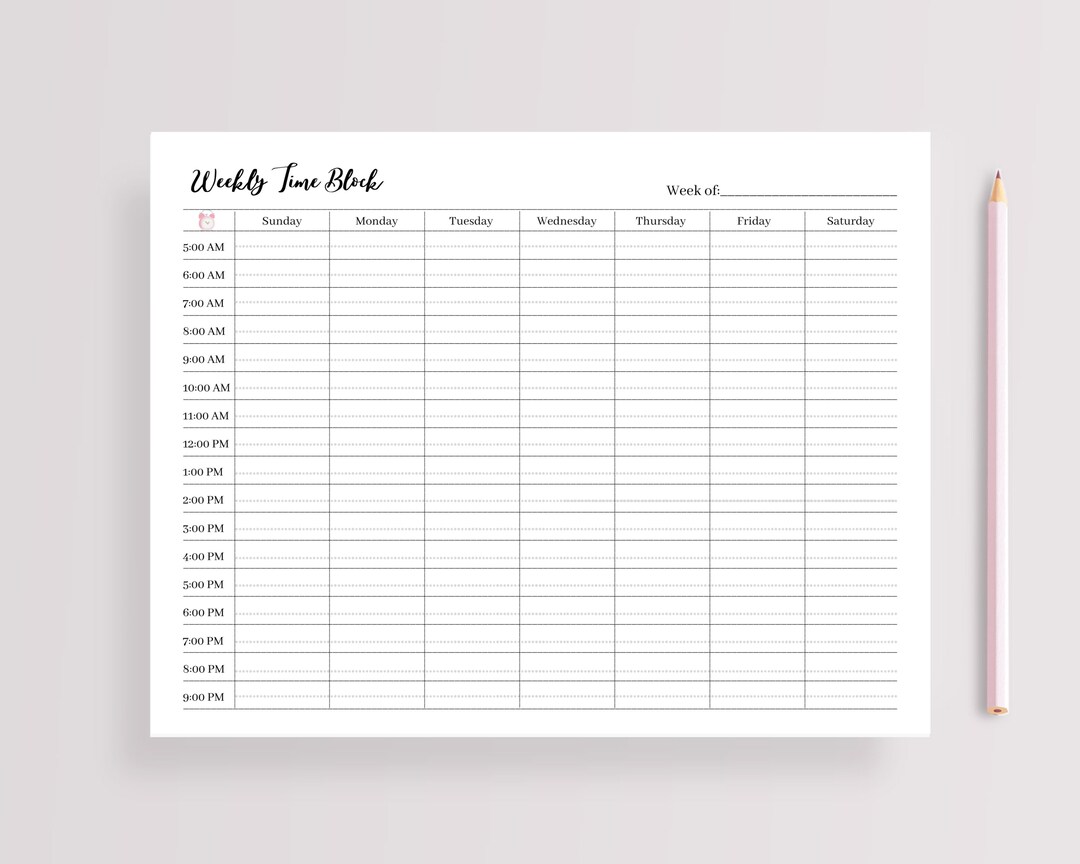 Weekly Time Block Planner Printable - Etsy