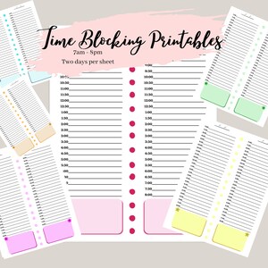 Time Blocking Planner Printables 6 Colors Two Days per Sheet - Etsy