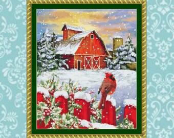 Barn cross stitch | Etsy