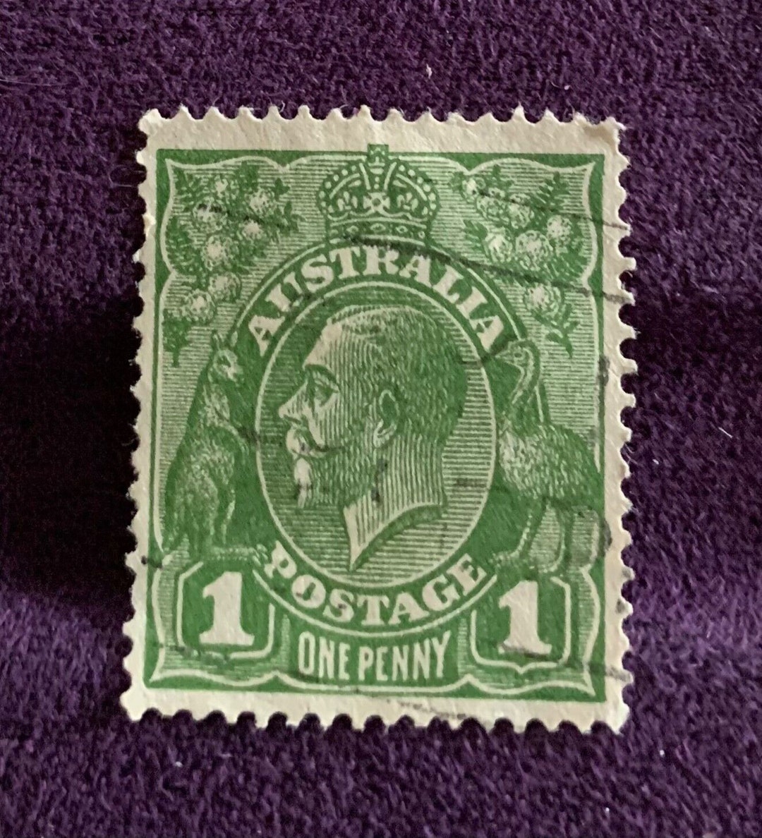 Rare One Penny Australia George V Stamp Postage - Green - Etsy