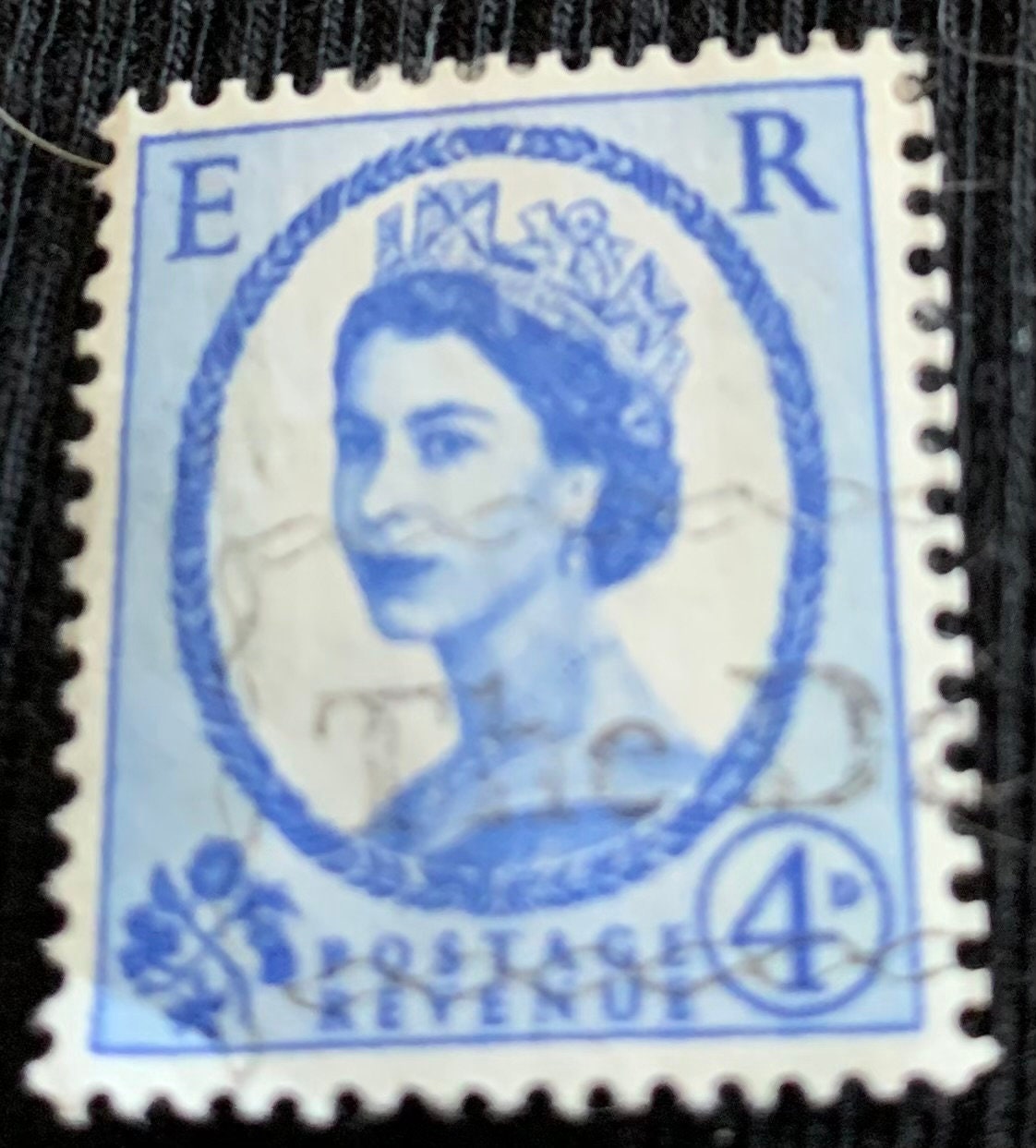 Great Britain Queen Elizabeth II 1952 4d Postage Stamp off Paper (RARE ...