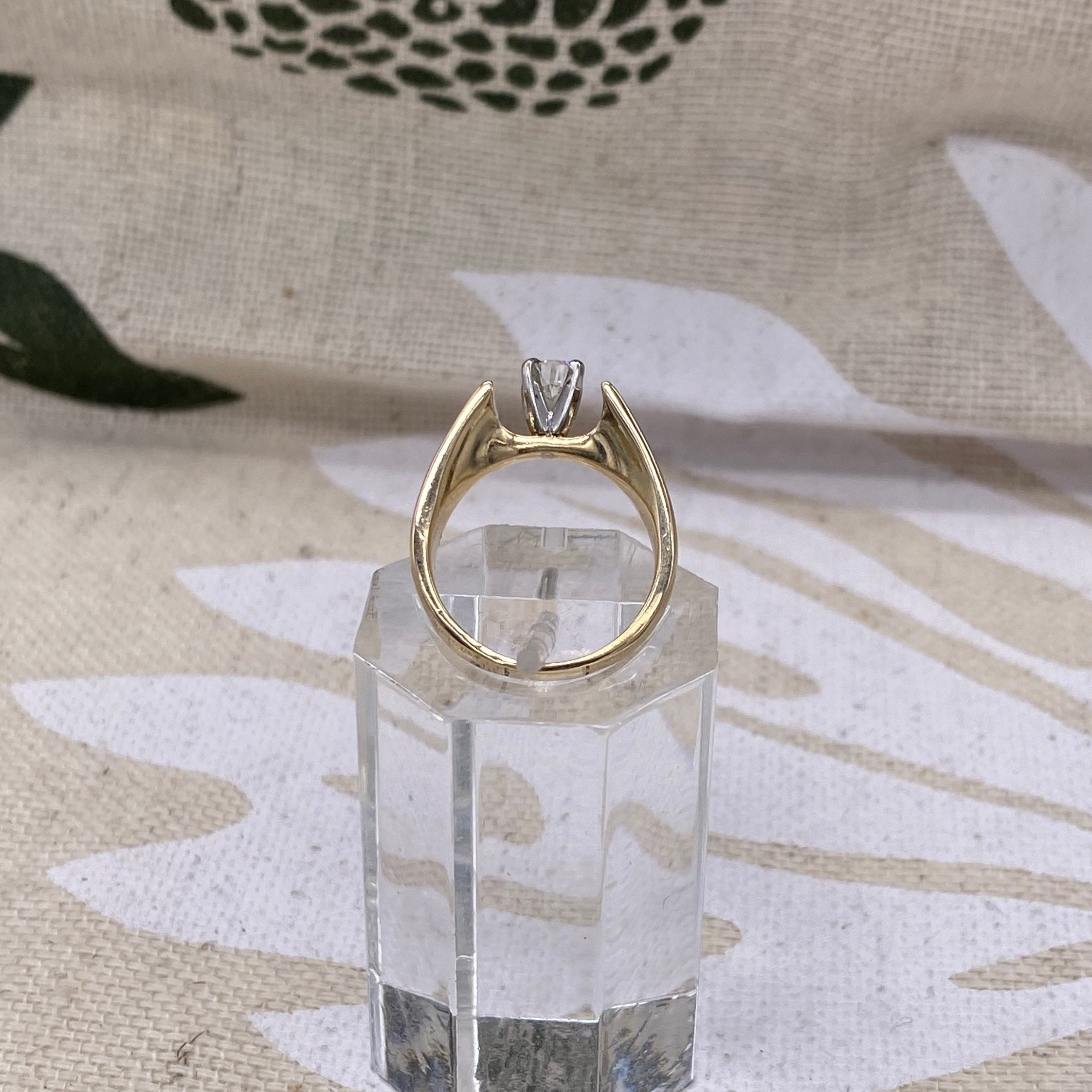Solitaire French Mount Genuine Diamond Ring | 14k Gold - Etsy
