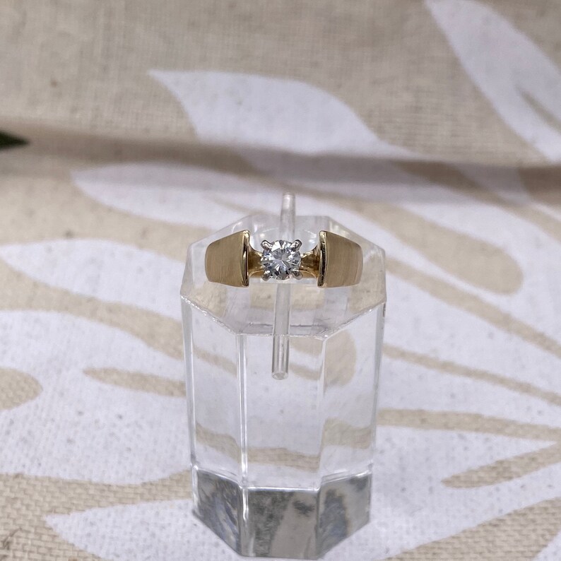Solitaire French Mount Genuine Diamond Ring 14k Gold | Etsy