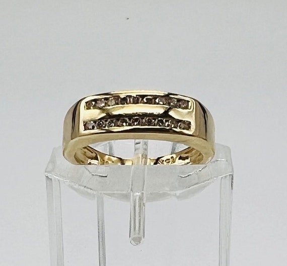 14k Yellow Gold Men’s Ring with Channel Set Diamonds - Gem