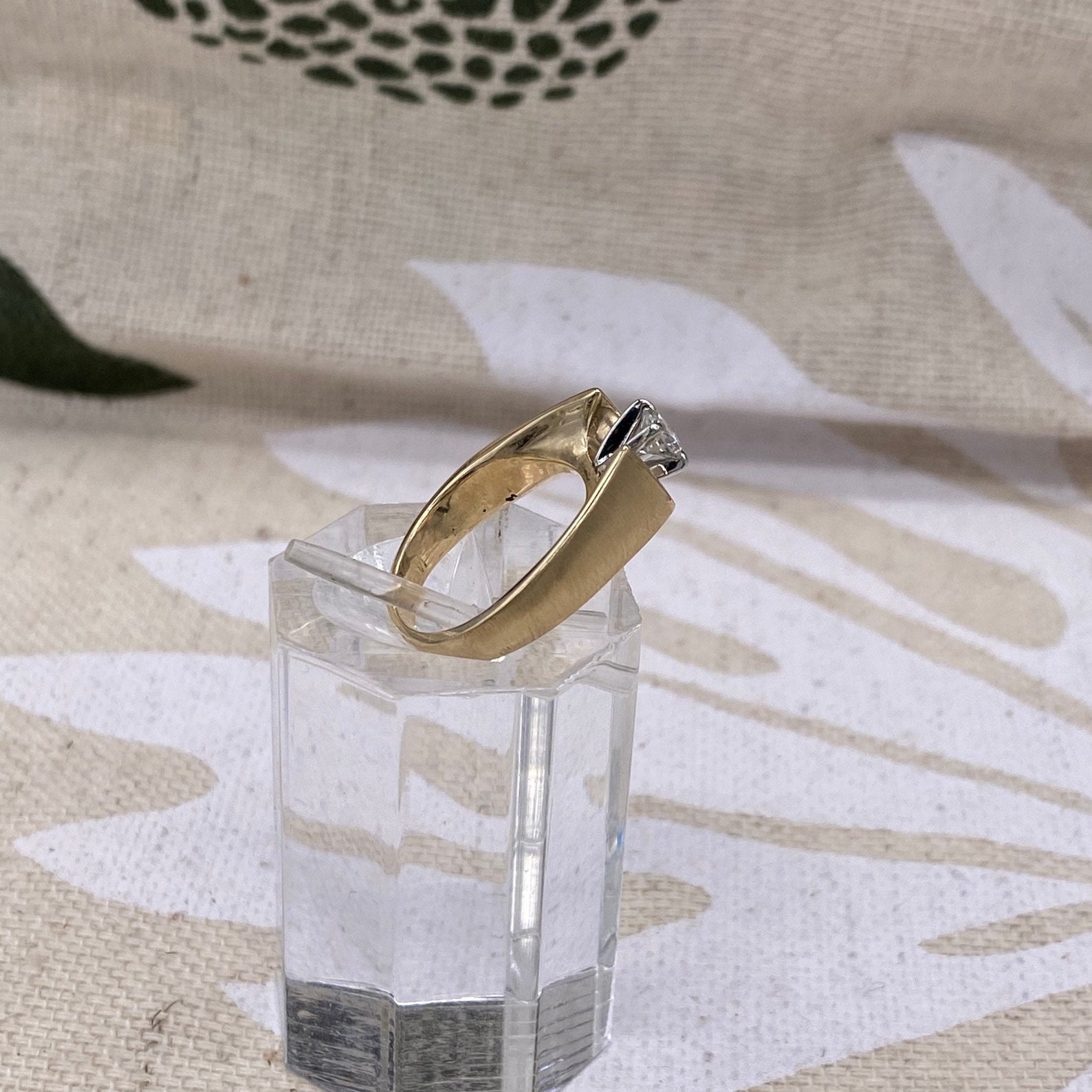 Solitaire French Mount Genuine Diamond Ring | 14k Gold - Etsy