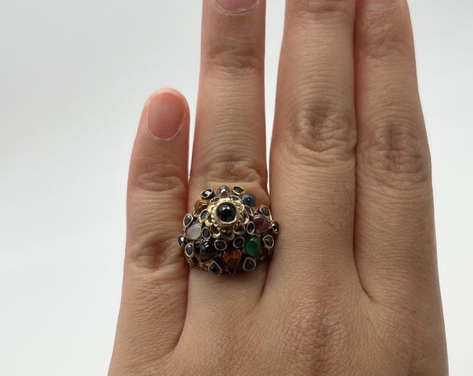 Vintage Multi-gemstone “thai Princess” Ring 14K Gold - Etsy