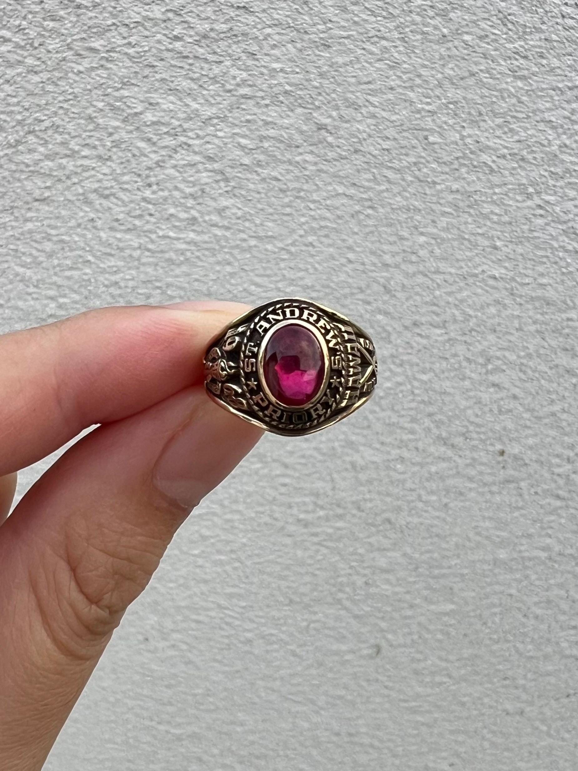 Vintage 1968 St Andrew’s Priory Hawaii 10K Yellow Gold Synthetic Ruby ...