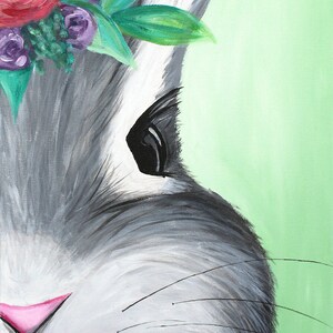 Art Print of Cute Bunny Art Print Painting for Girls Room, Easter, Half ...