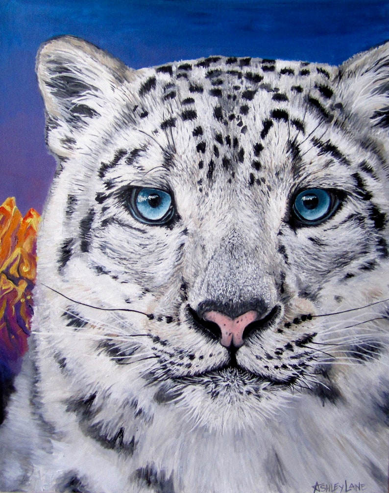 Giclee Fine Art Print Wall Art of Original Snow Leopard Oil Painting ...