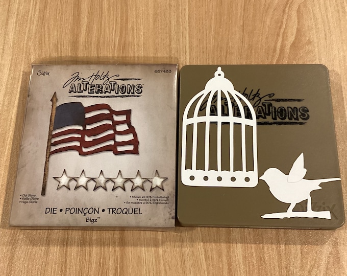 Sizzix Tim Holtz Alterations Bigz Dies, Tim Holtz Flag and Caged Bird ...