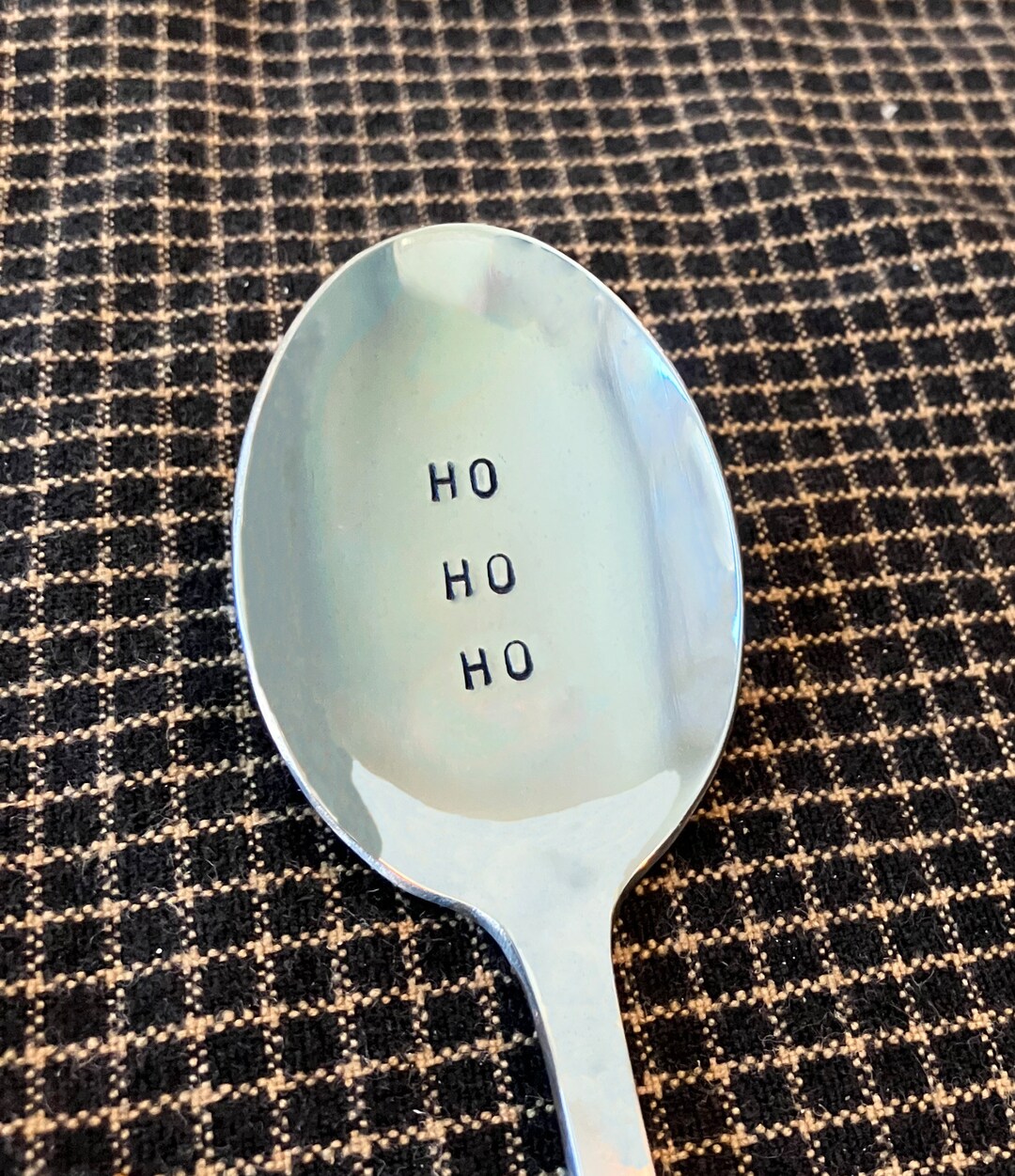 Ho Ho Ho Christmas Spoon, Holiday Table, Cereal Spoon, Hand Stamped ...