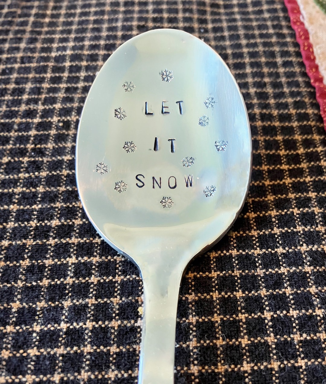 Let It Snow, Ski Gift, Hand Stamped Spoon, Hand-stamped Spoon, Stocking ...