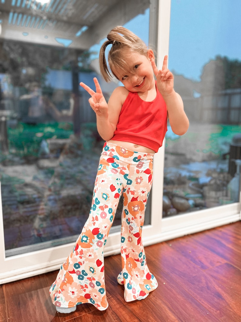 Kids' High-waisted Bell Bottoms Sewing Pattern: Projector & Printable ...