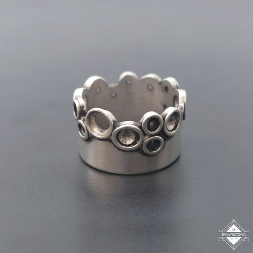 WIDE CZ RING Wide Sterling Silver Ring Wide Band Ring - Etsy