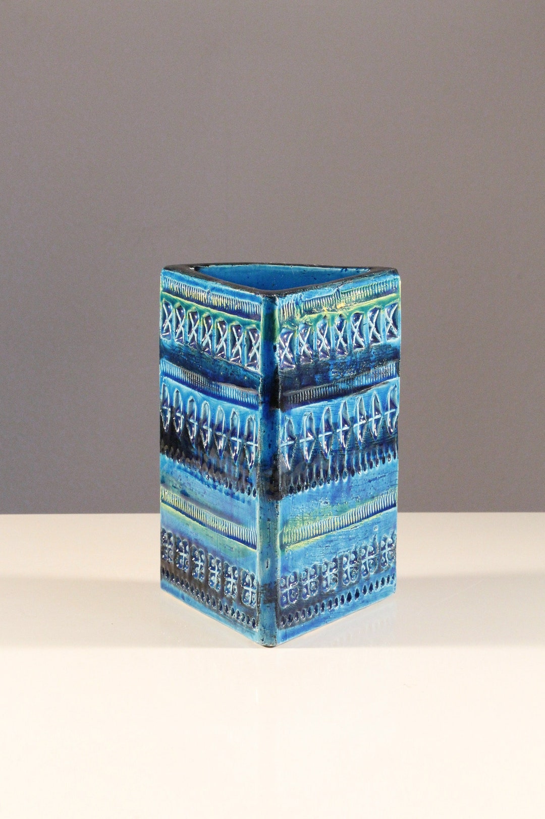 BITOSSI RIMINI BLUE Vintage Pottery Vase Aldo Londi Italian Ceramic ...