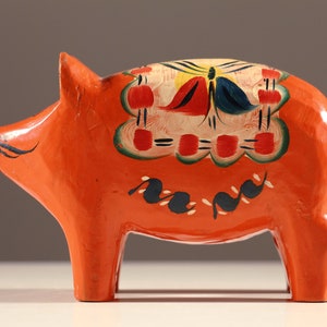 VINTAGE DALA PIG Piggy Bank Money Box Wooden Hand Carved Made Sweden ...