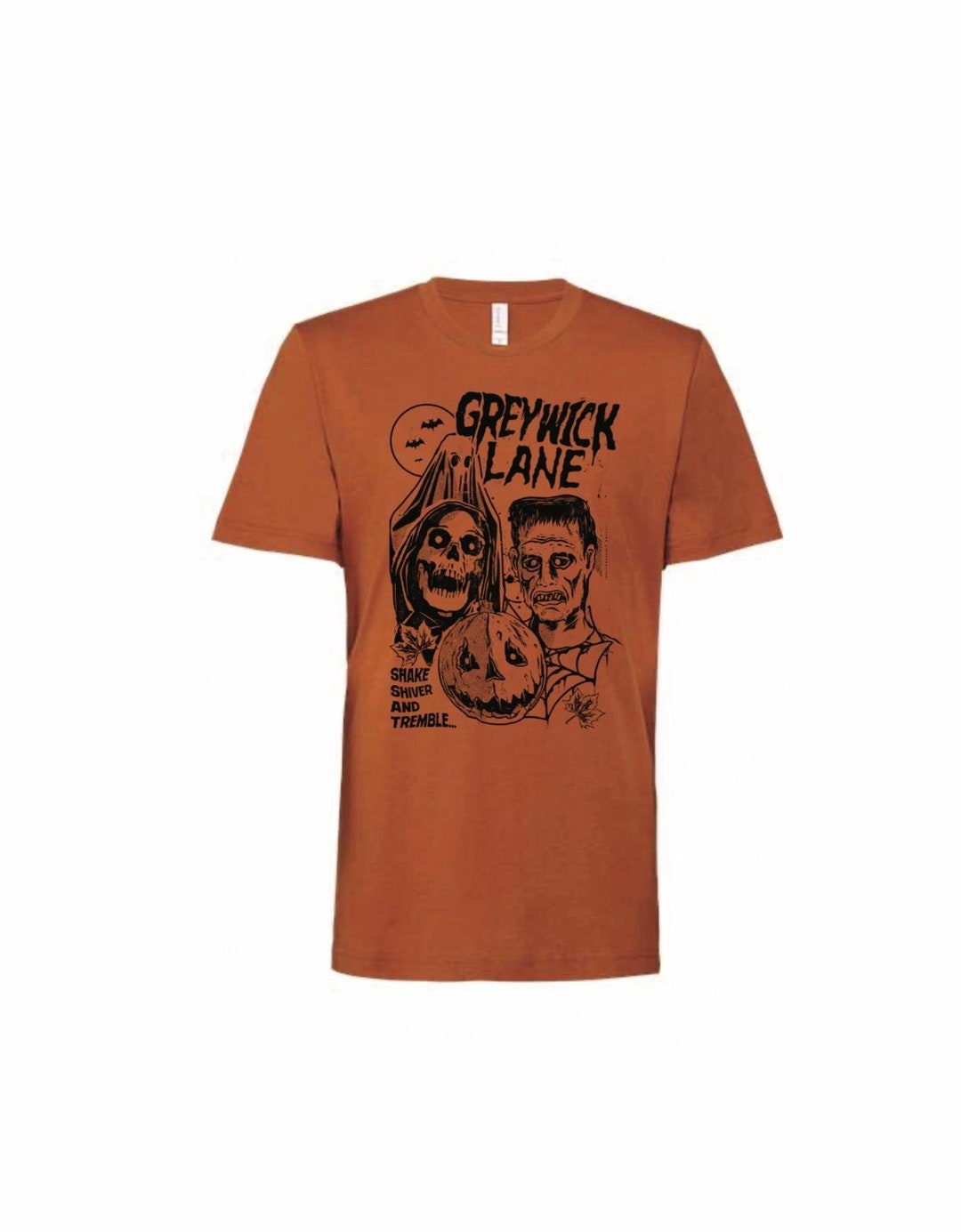 Midnight Fright Shirt | Spooky Halloween Horror Show Tee | Burnt Orange ...