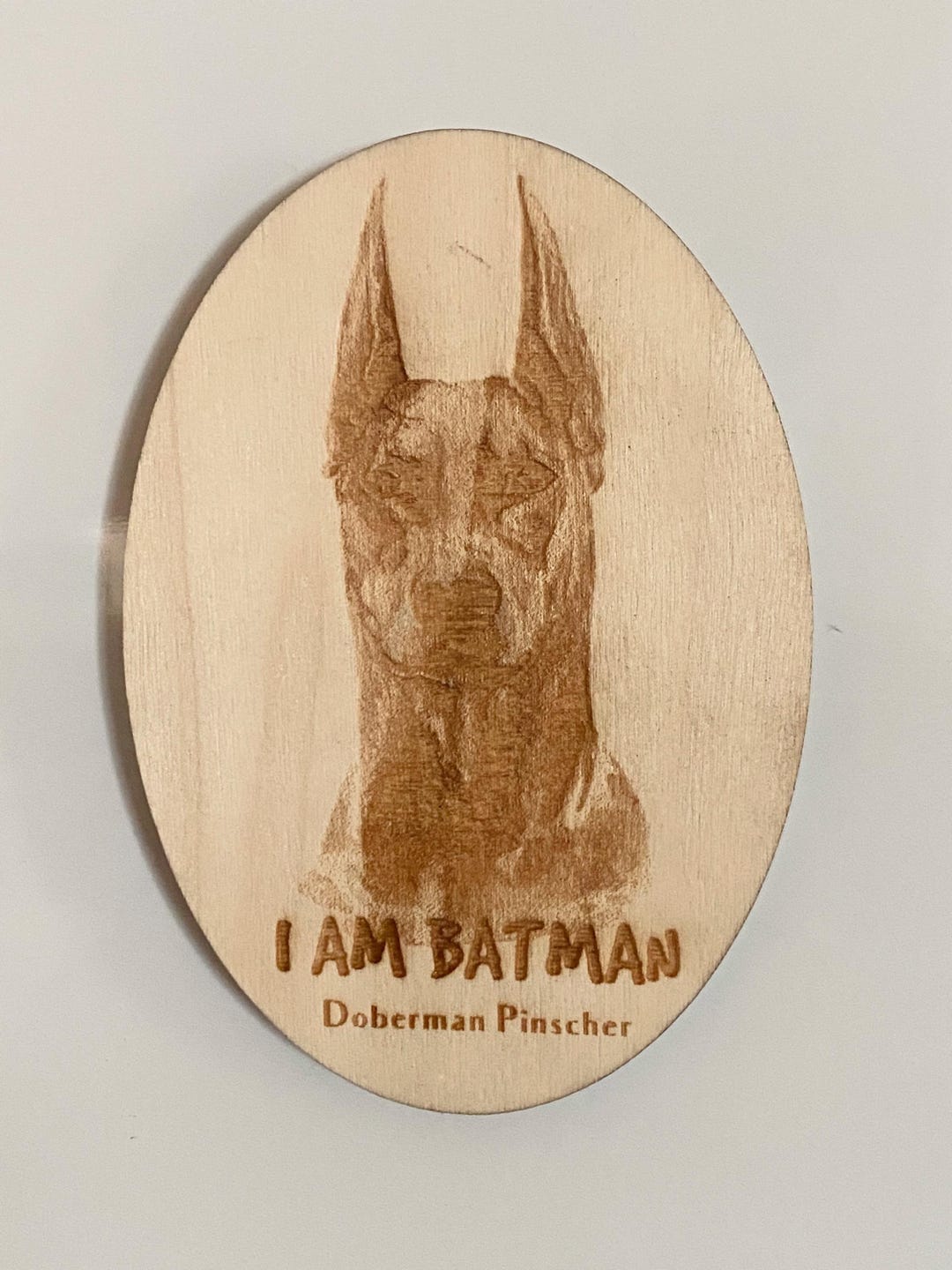 Batman Doberman Wood Engraved Pet Magnet - Etsy