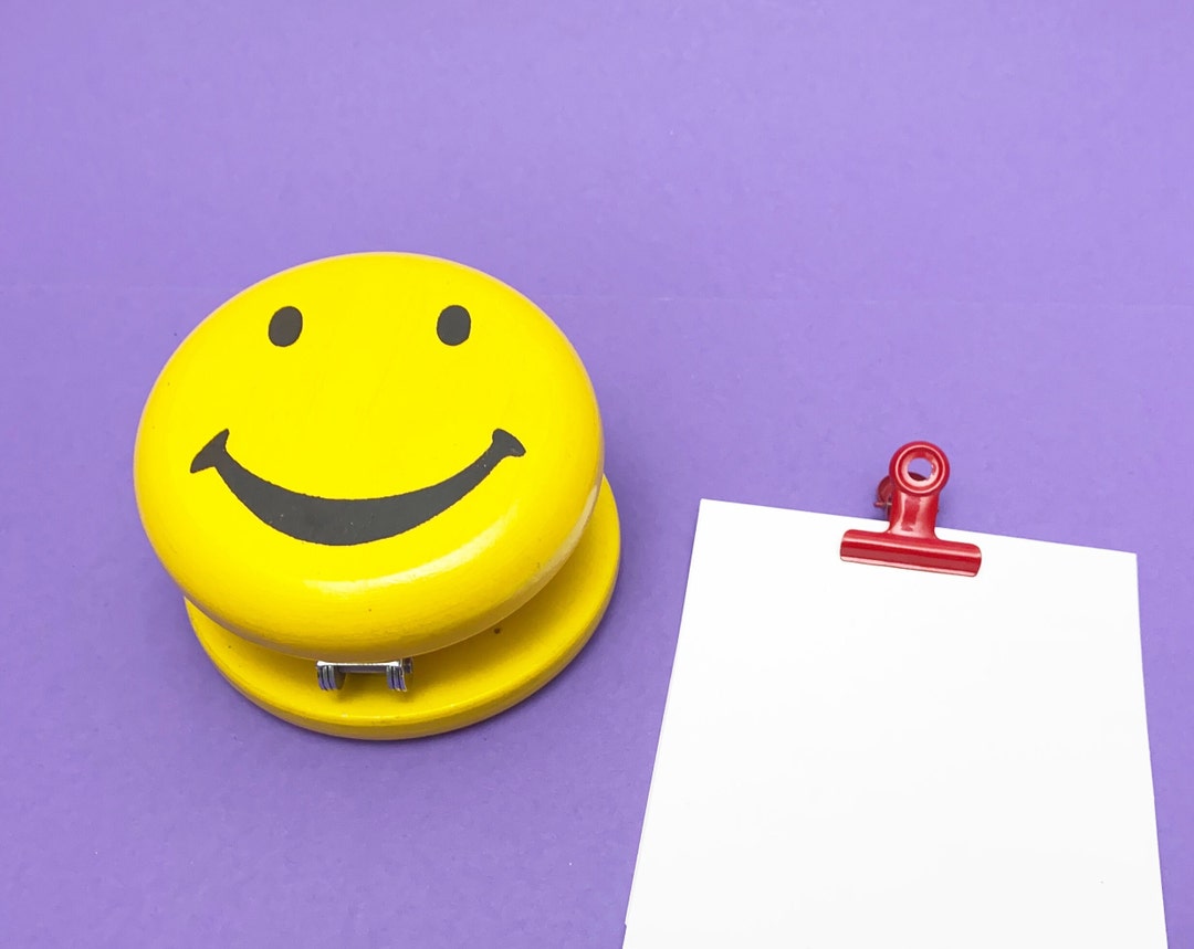 Vintage Stapler Wooden Smile Yellow Face Desk Stationery Office and DIY ...