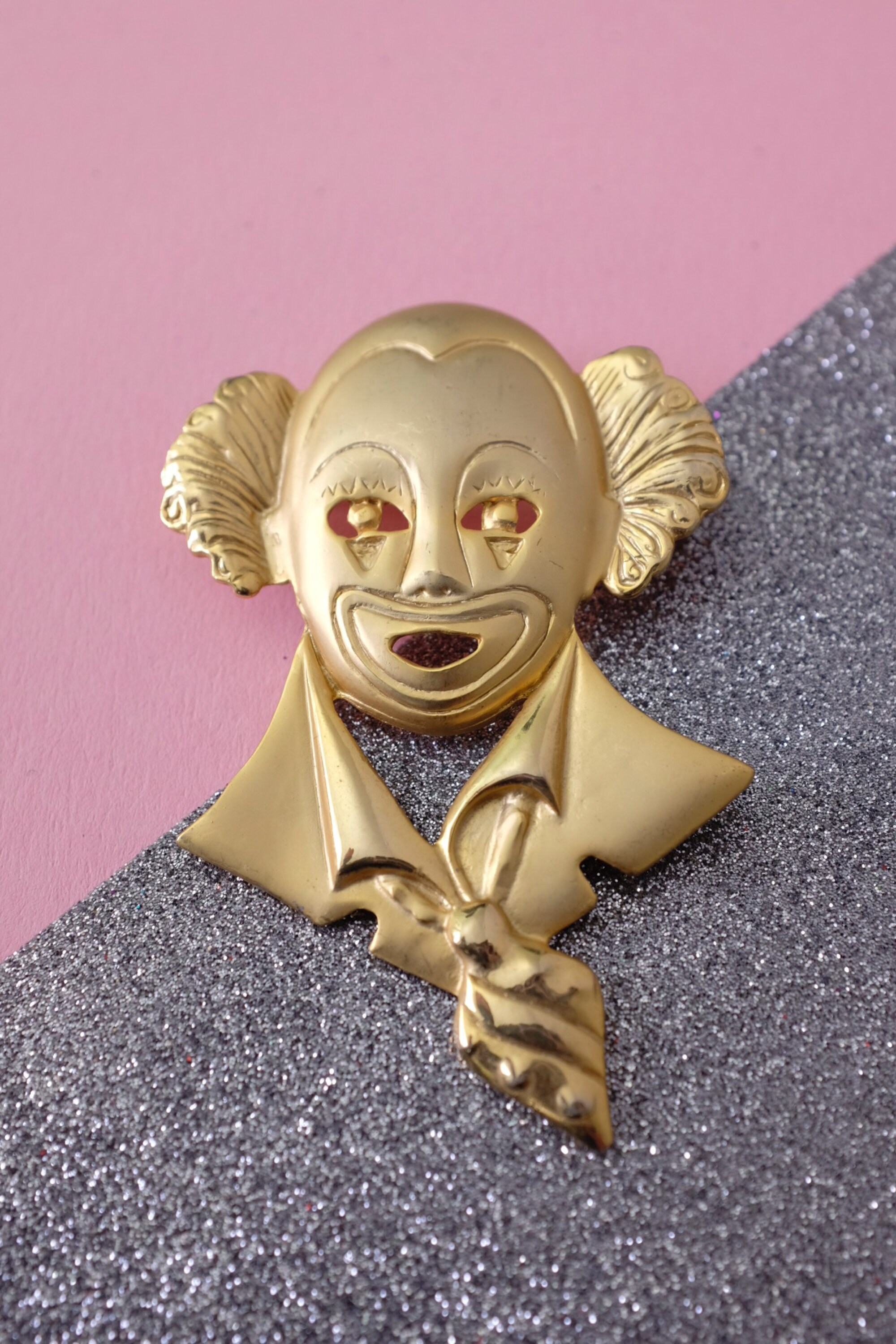 Set of Two Gold Vintage Clown Brooches Ref. 457 - Etsy