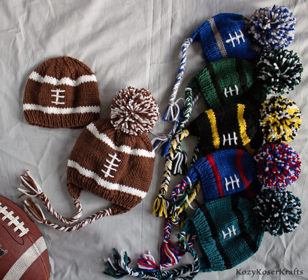 Football Hat, Baby Football Knit Hat, Toddler Football Hat, Toddler ...