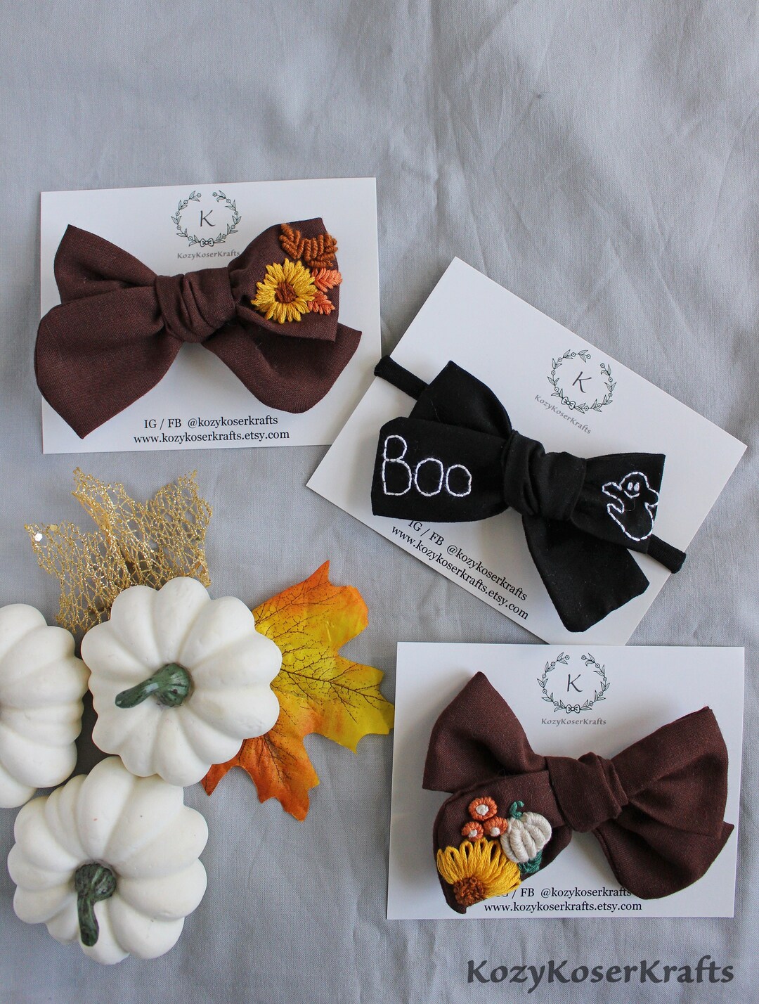 Boo Bow Halloween Bows Hand Embroidered Bow Fall Bow Ghost - Etsy