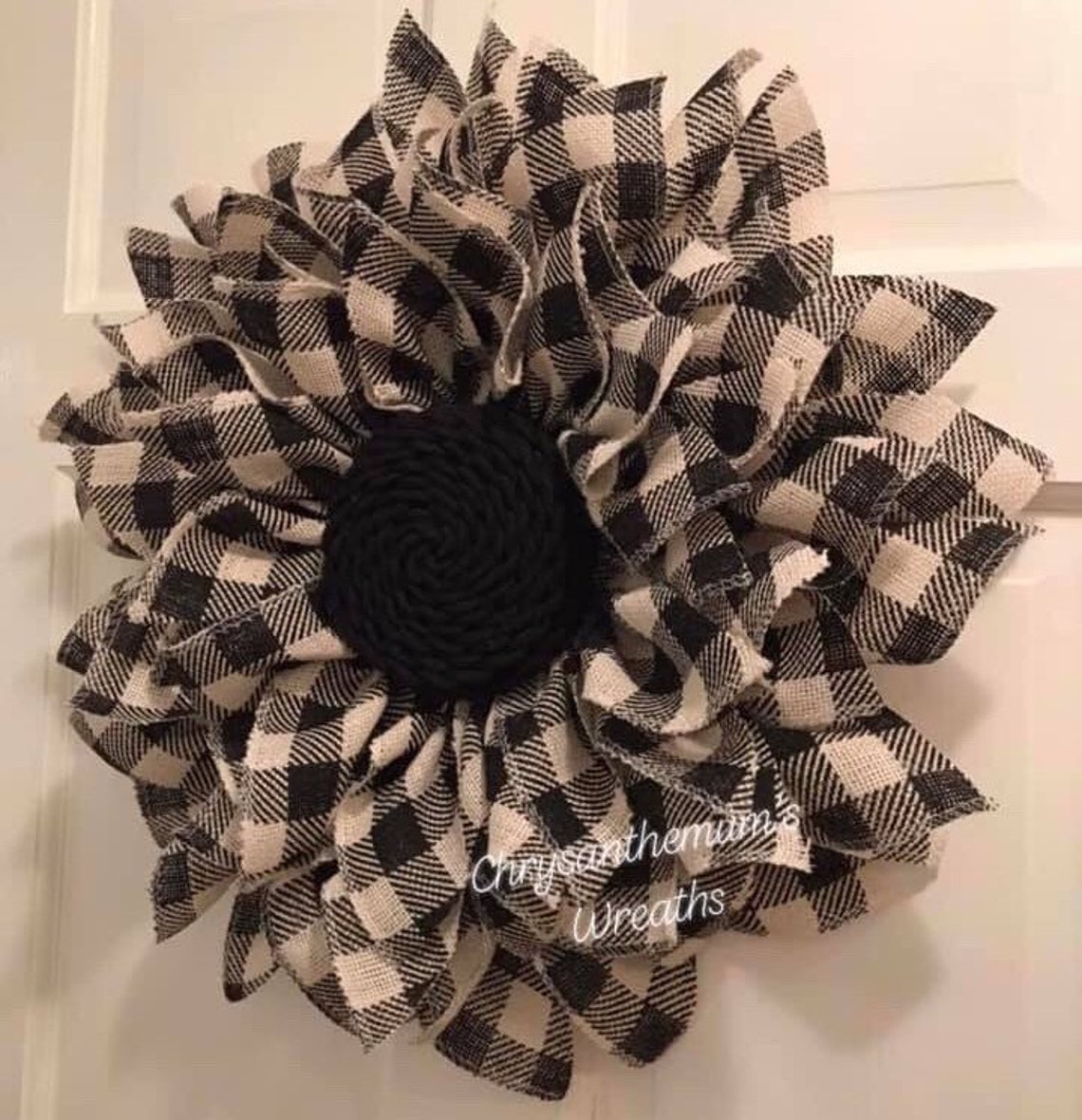 Black & White Buffalo Plaid Wreath - Etsy