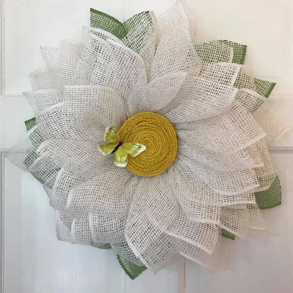 Spring Burlap Wreath - Etsy