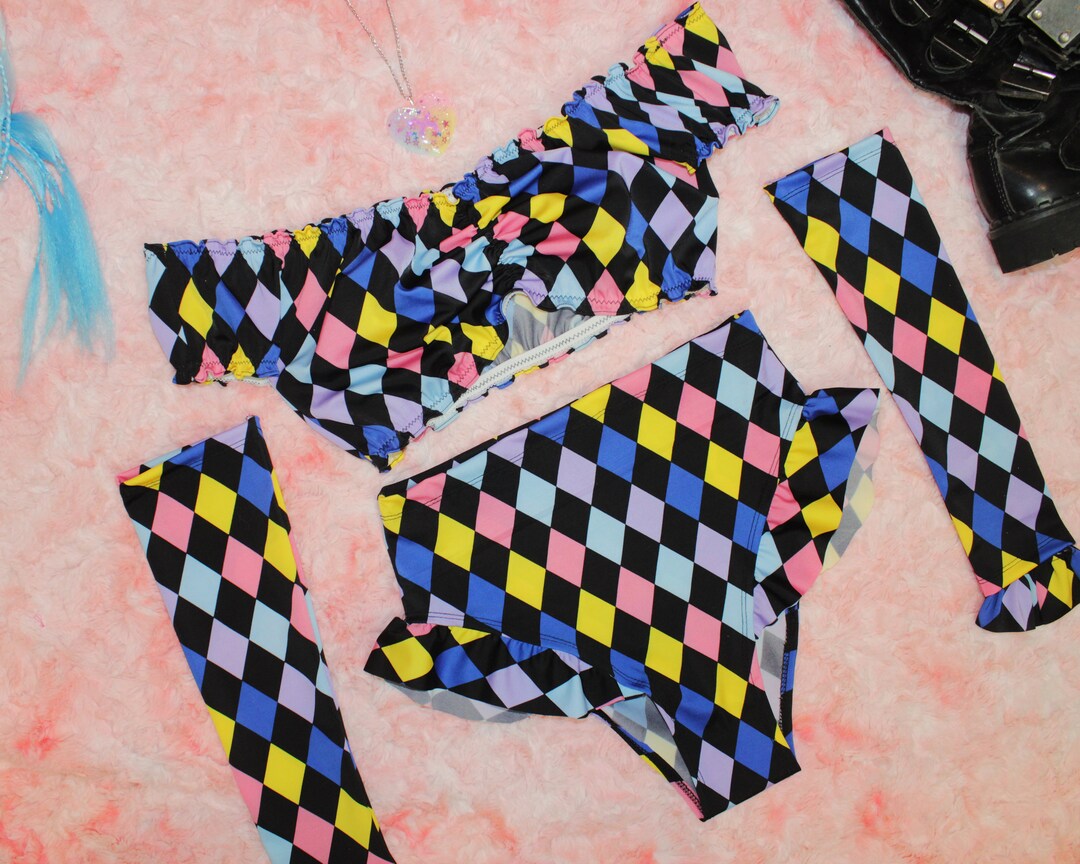 Clown off Shoulder Crop Top High Waist Shorts Festival Rave - Etsy