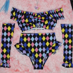 Clown off Shoulder Crop Top High Waist Shorts Festival Rave - Etsy