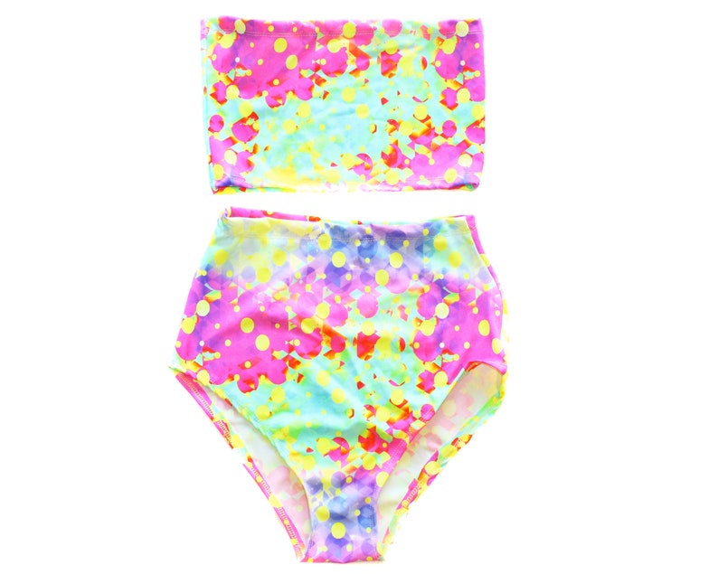 Rave Outfit Neon UV Trippy Tube Top High Waist Shorts Set | Etsy