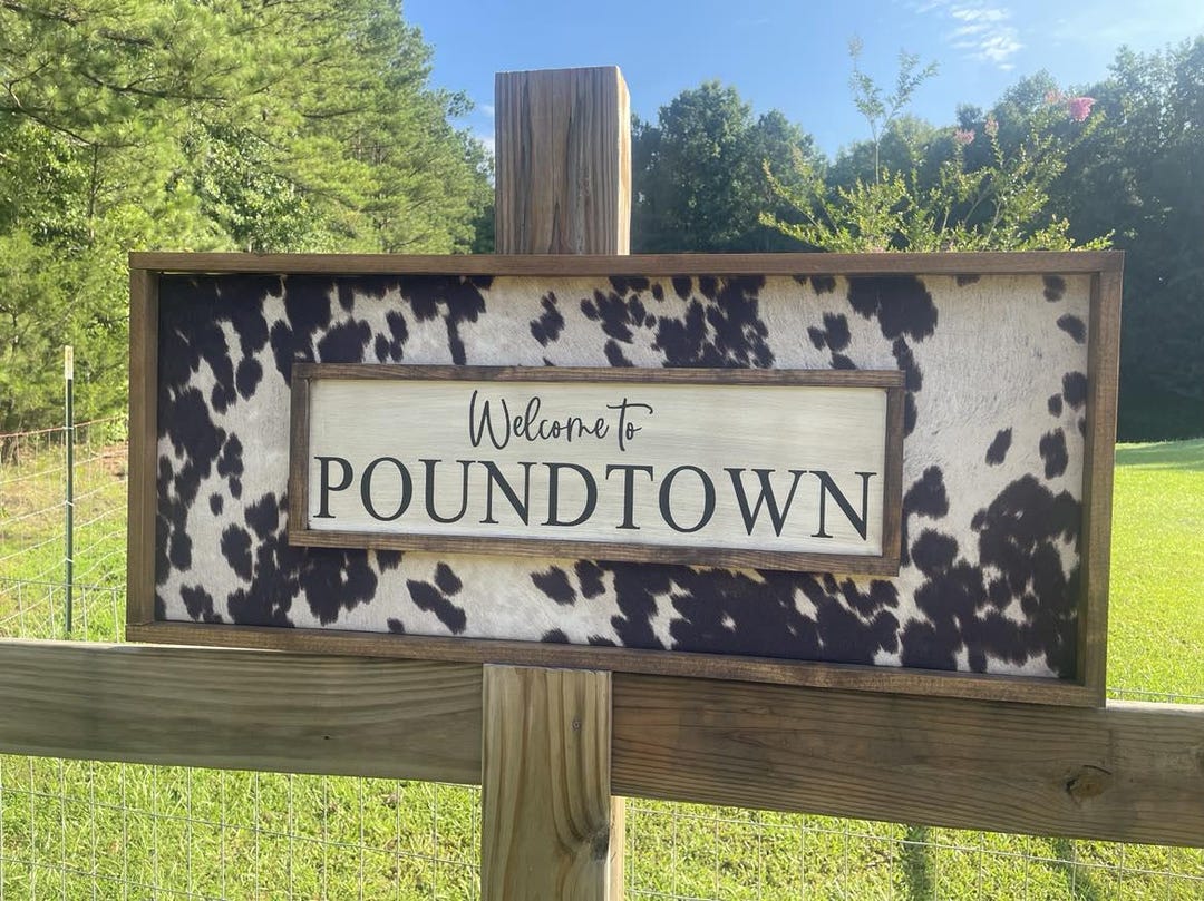 Welcome to Pound Town Sign- Bedroom Decor- Over the Bed Sign- Pound ...