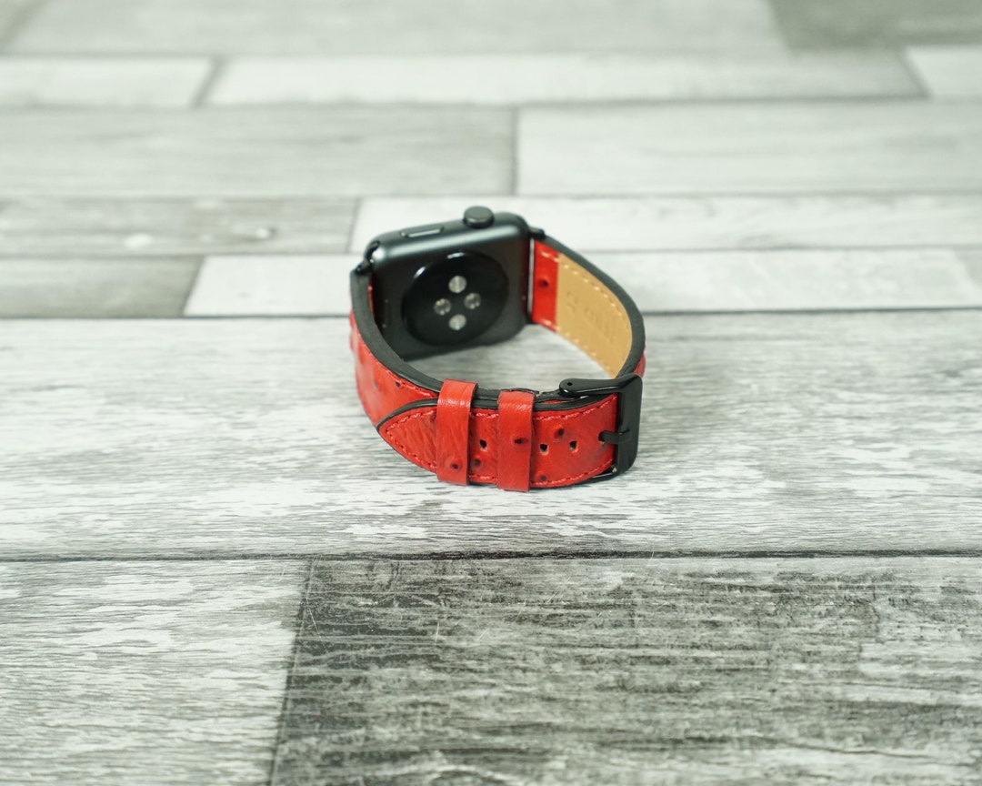Red Apple Watch Band 42mm, apple Watch 4/5/6/7/8 44/45ostrich Embossed ...