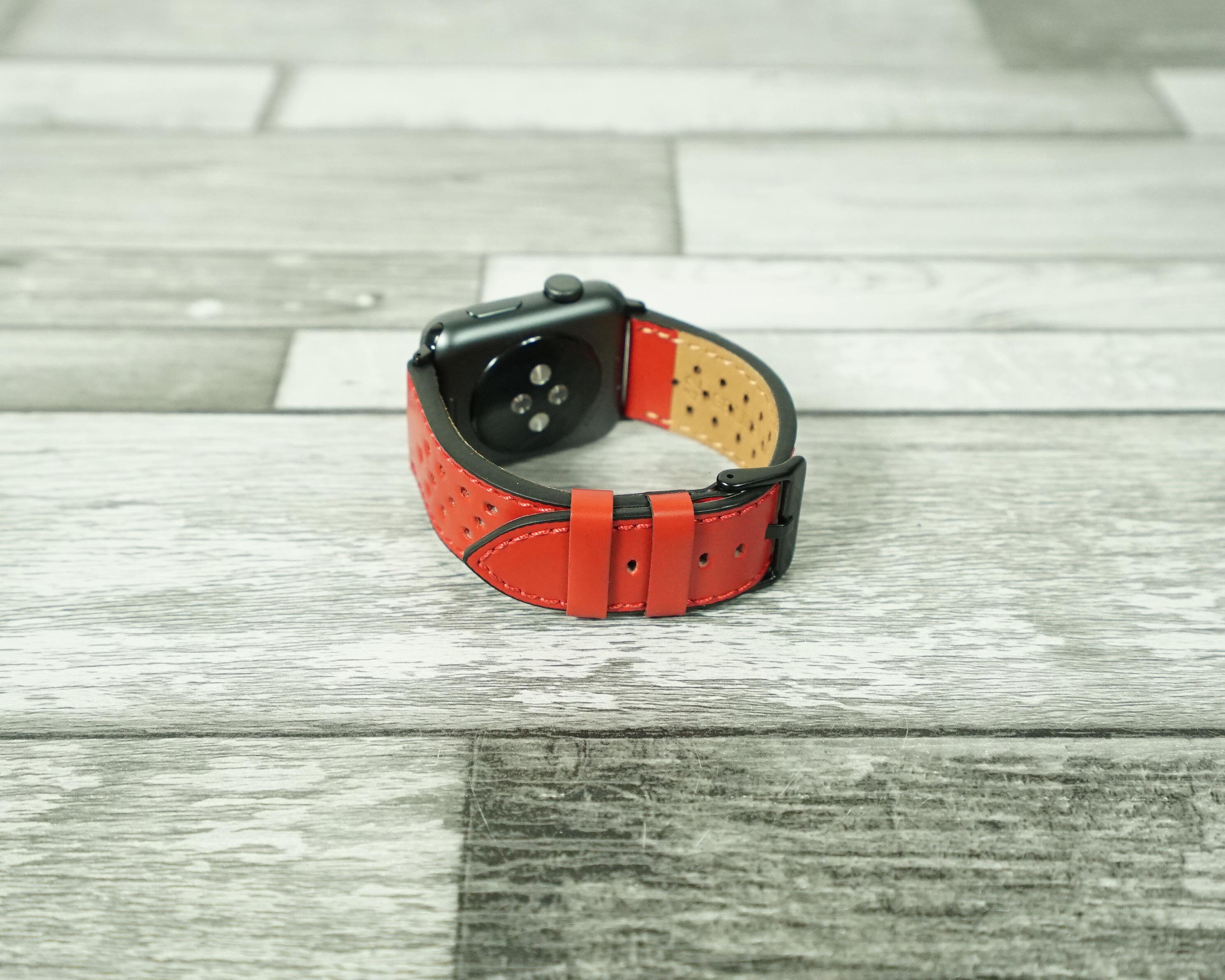 Red Apple Watch Band 42mm, apple Watch 4/5/6/7 44/45 Calfskin Leather ...