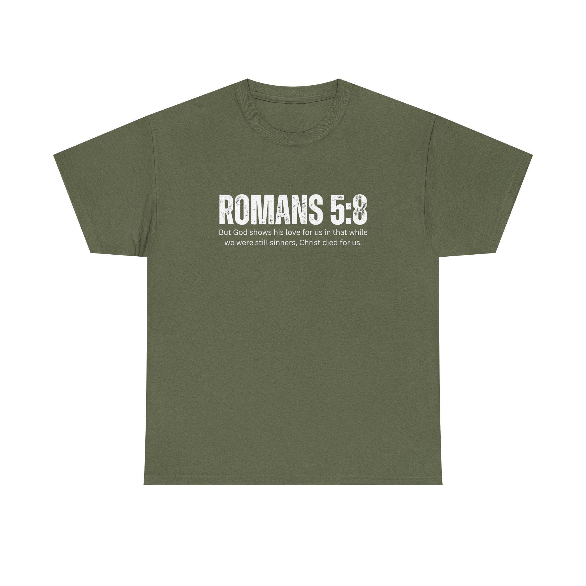 Romans 5:8, Scripture T Shirt, Bible Verse, Unisex Heavy Cotton Tee ...